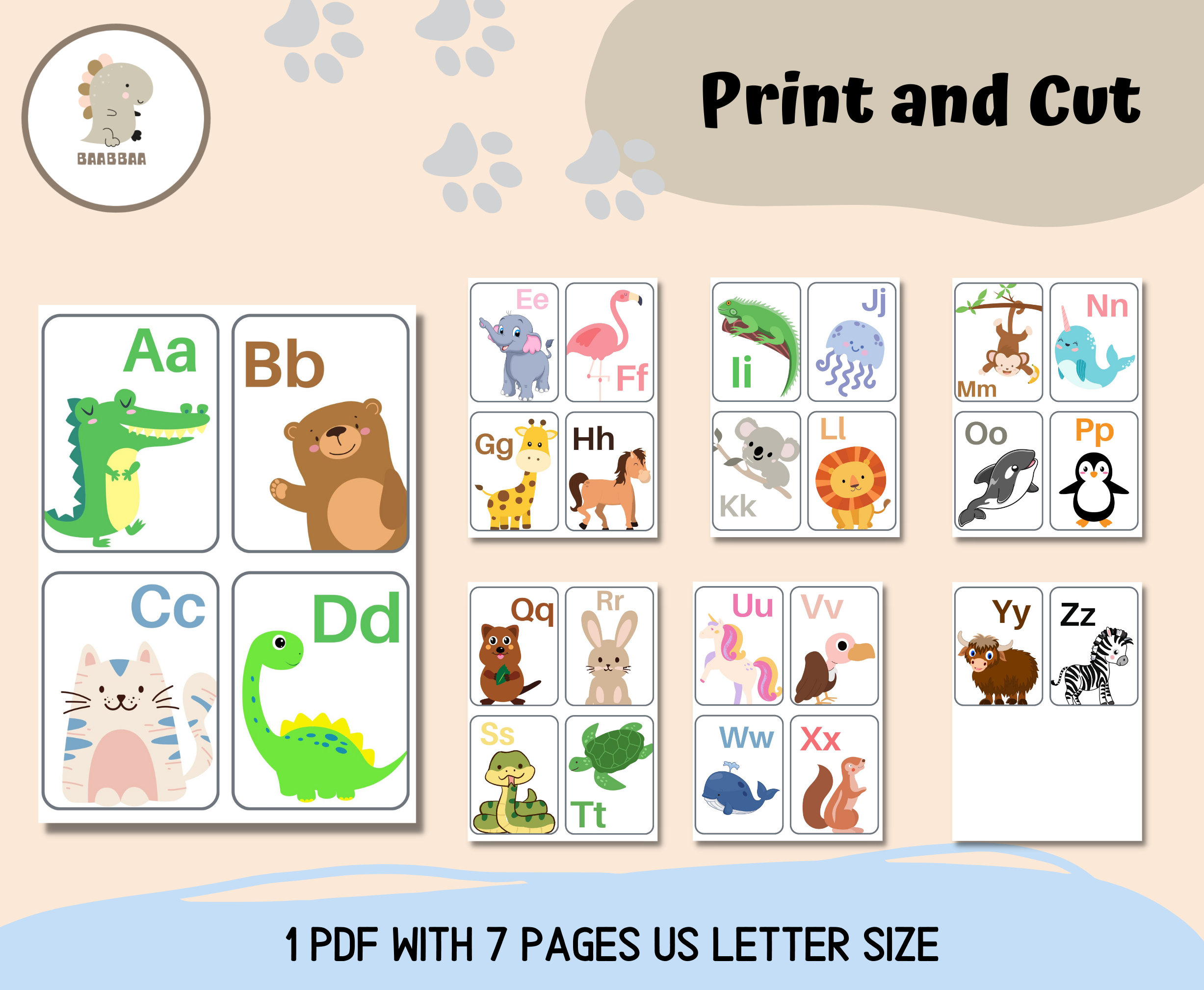 Animal Alphabet Flash Cards | A - Z | ABC Animal Flash Cards ...