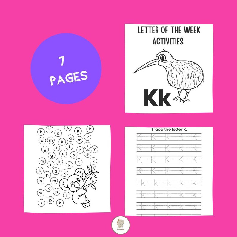 Alphabet Worksheets Kk Letter of the Week Learning Pages for Kids - Etsy
