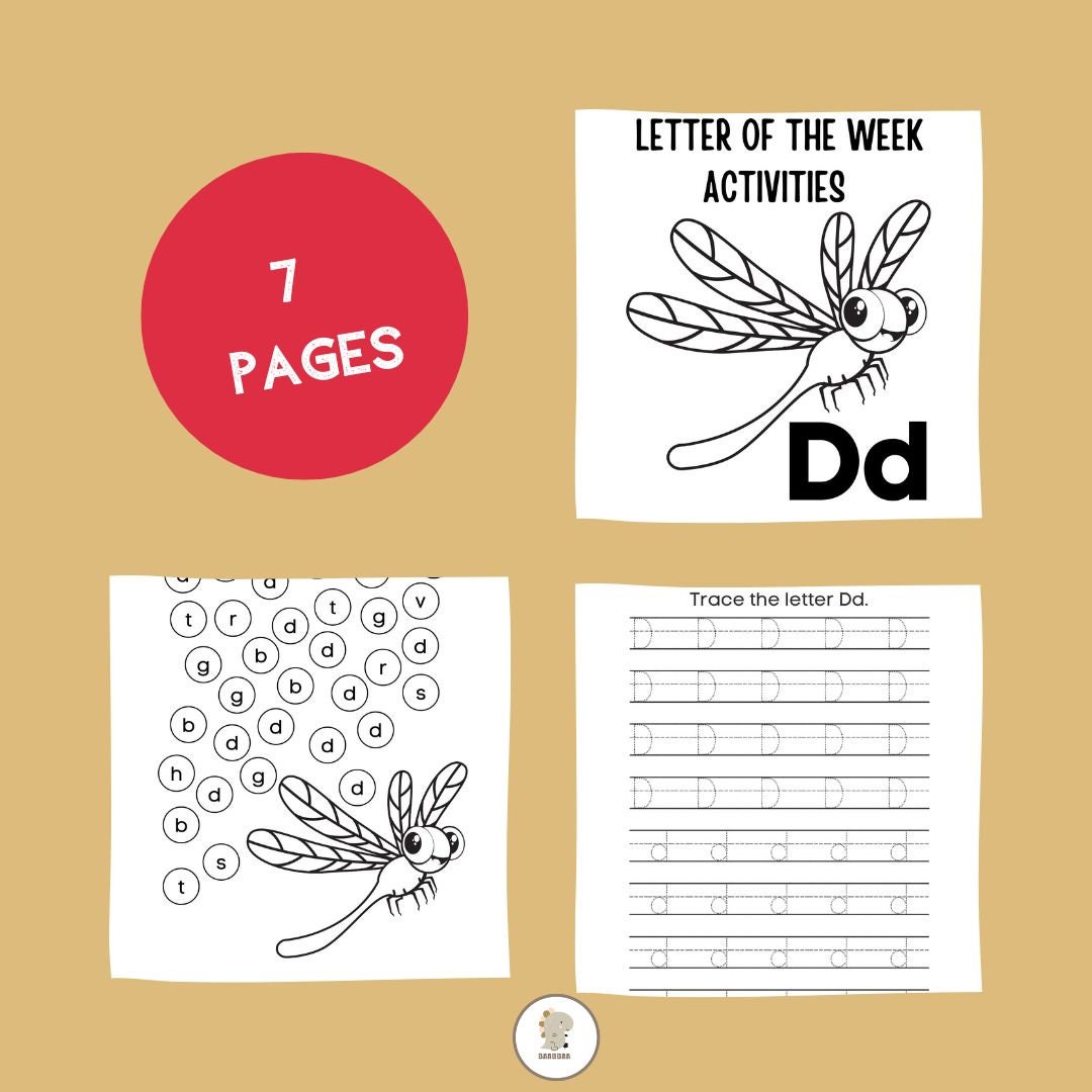 Alphabet Worksheets Dd Letter of the Week Dd 7 Learning Pages for Kids ...