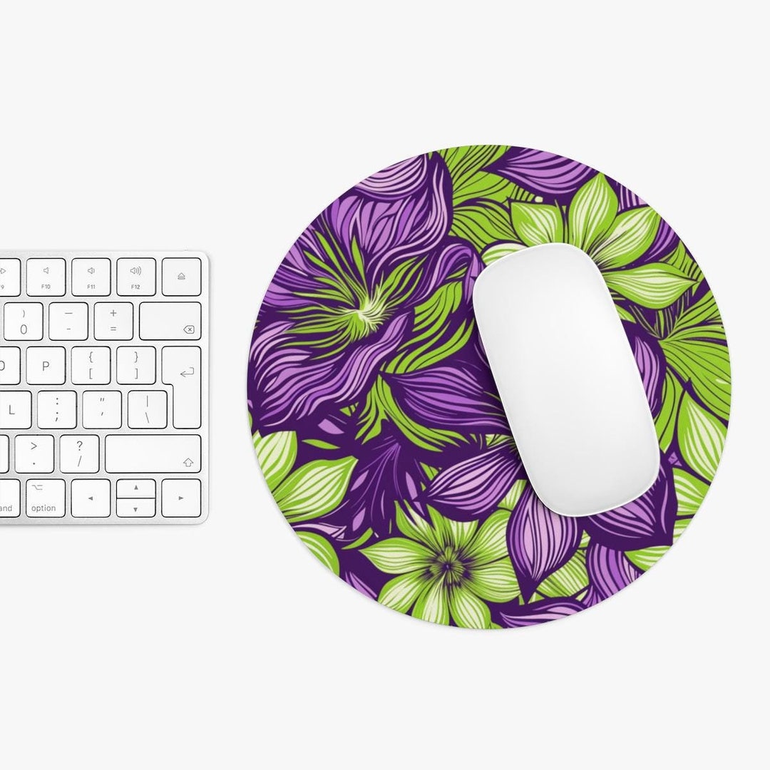 Floral Design Mouse Pad, Round Mouse Pad, Cubicle Decor, Flower ...