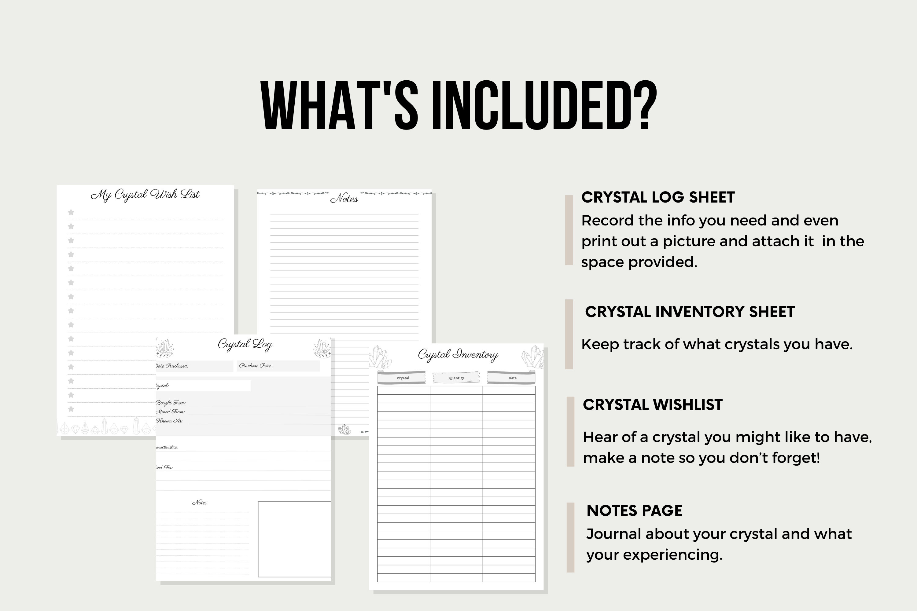 Crystal Inventory Worksheet, Inventory, Inventory Tracker, Crystal Wish ...