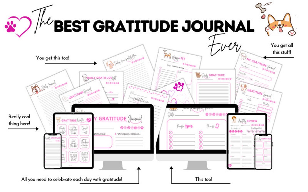 Little Dogs Gratitude Journal-pink - Etsy