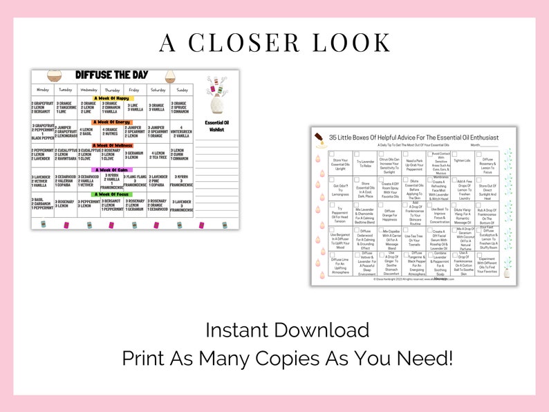 Diffuser Blends Calendar | Diffusing Calendar | Printable Download | Digital Download ...