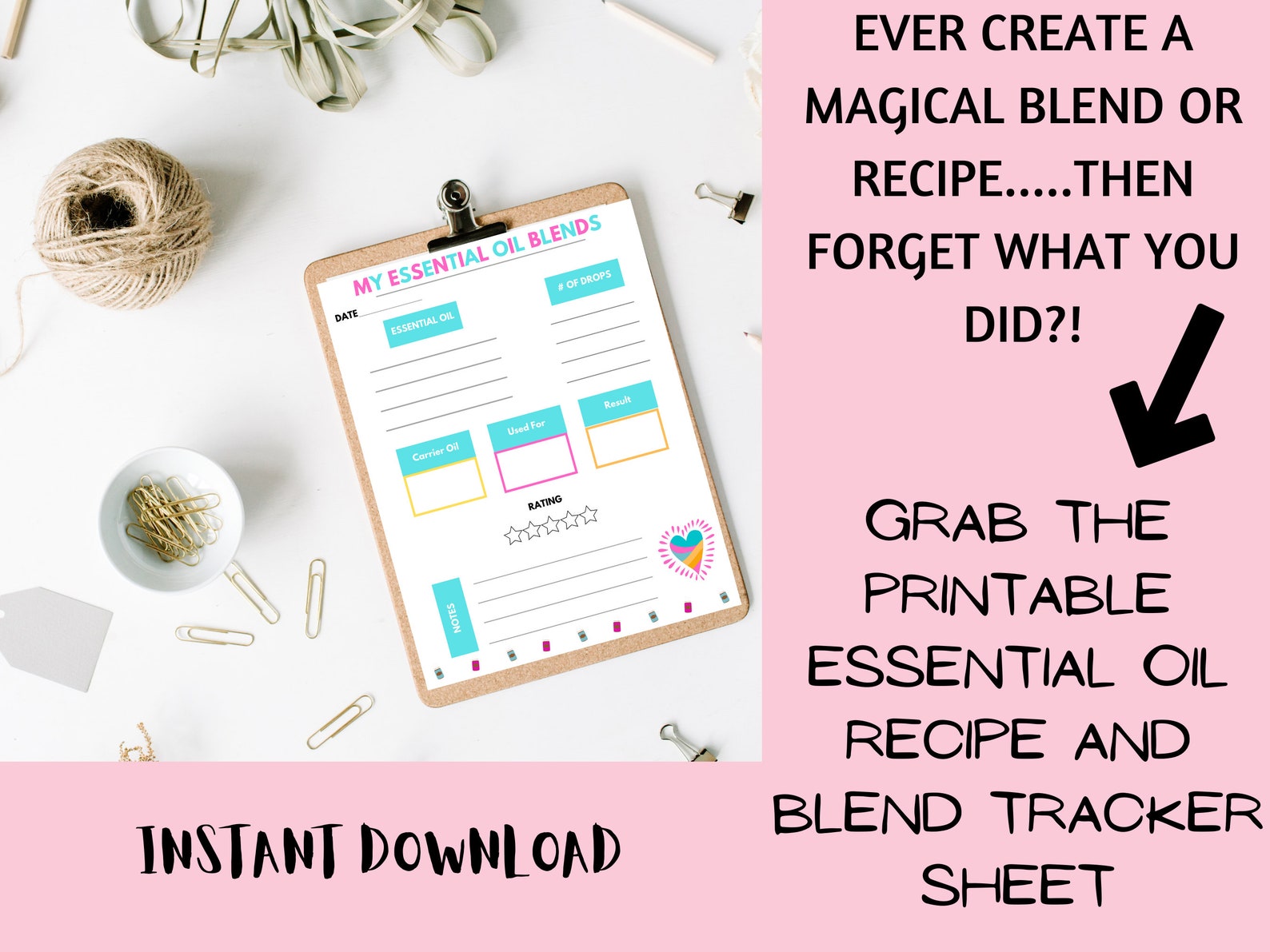 Printable Essential Oil Recipe Page | Essential Oil Printable ...