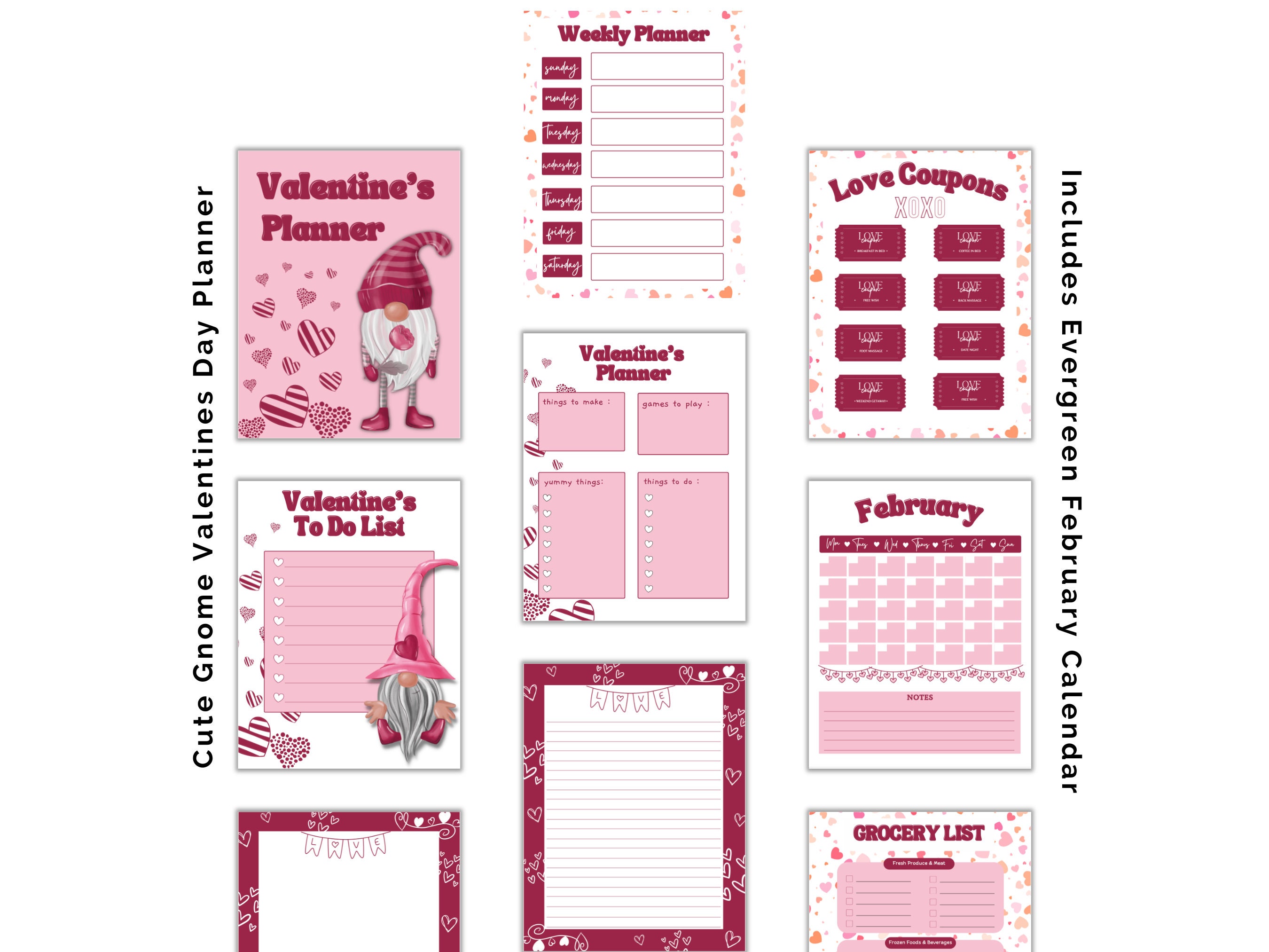 Printable Gnome Valentine's Day Planner-instant Download-valentines to ...