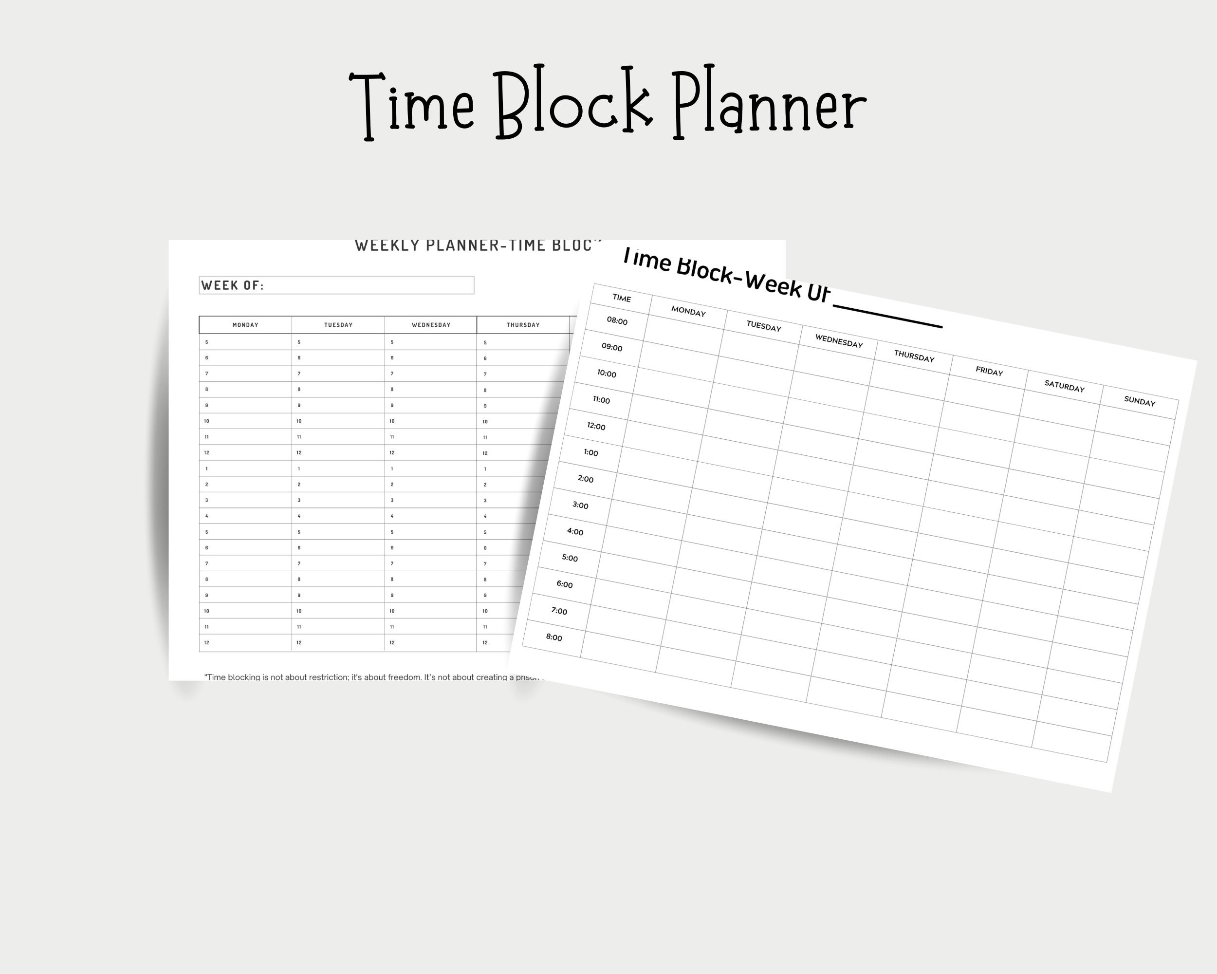 Productivity and Time Management Planner | Hourly Planner for Efficient ...