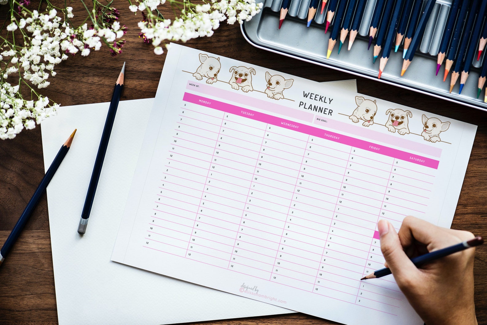 Cut Dog Weekly Planner | Office Planner | Weekly Agenda | Printable to ...