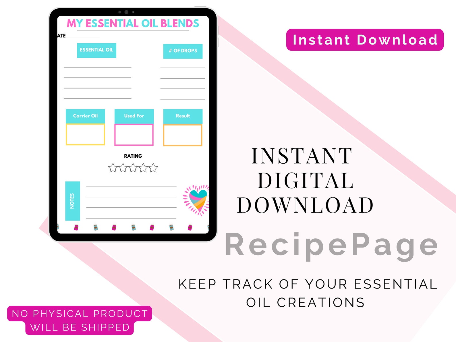 Printable Essential Oil Recipe Page | Essential Oil Printable ...