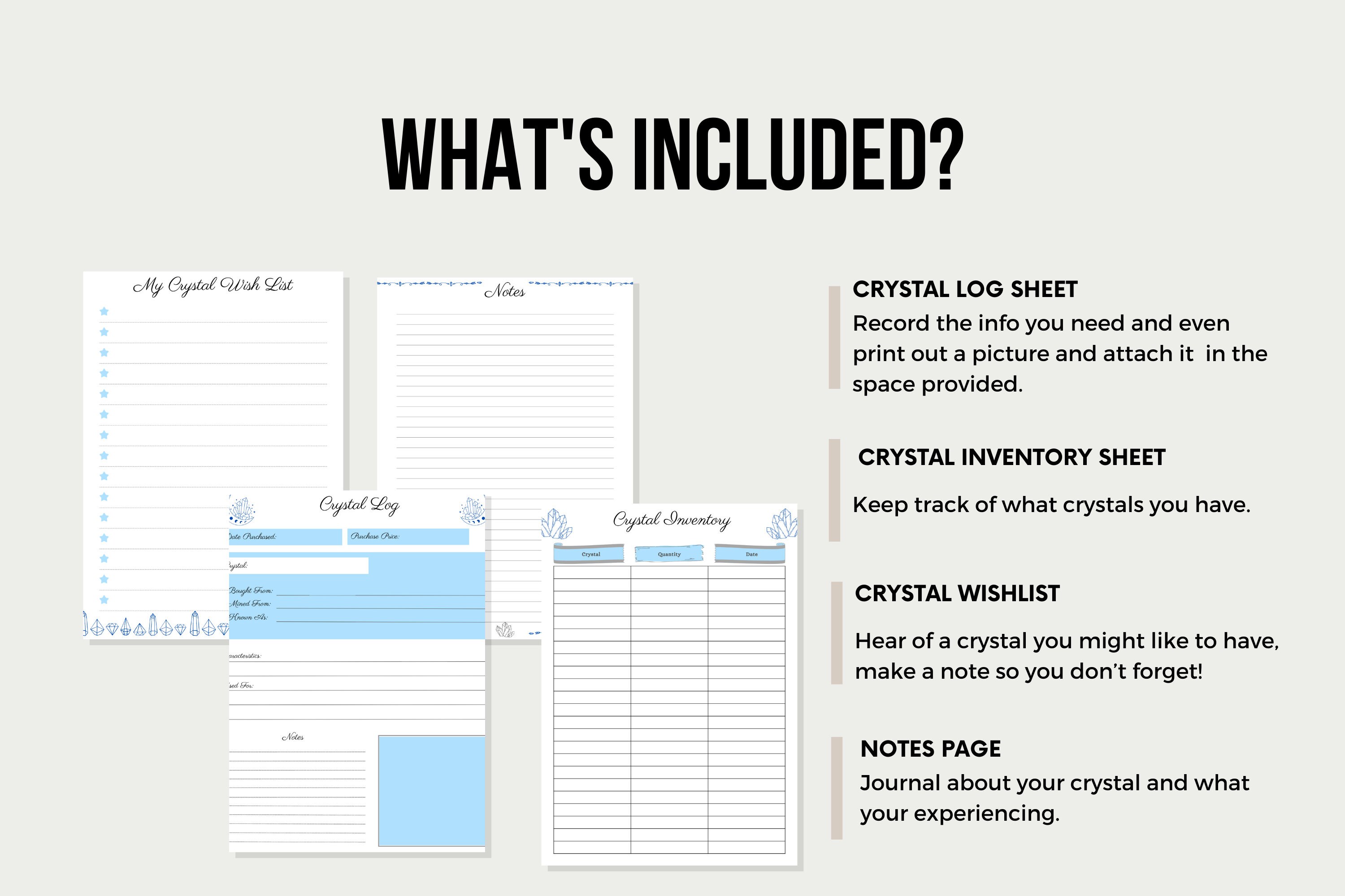 Crystal Inventory Worksheet, Inventory, Inventory Tracker, Crystal Wish ...
