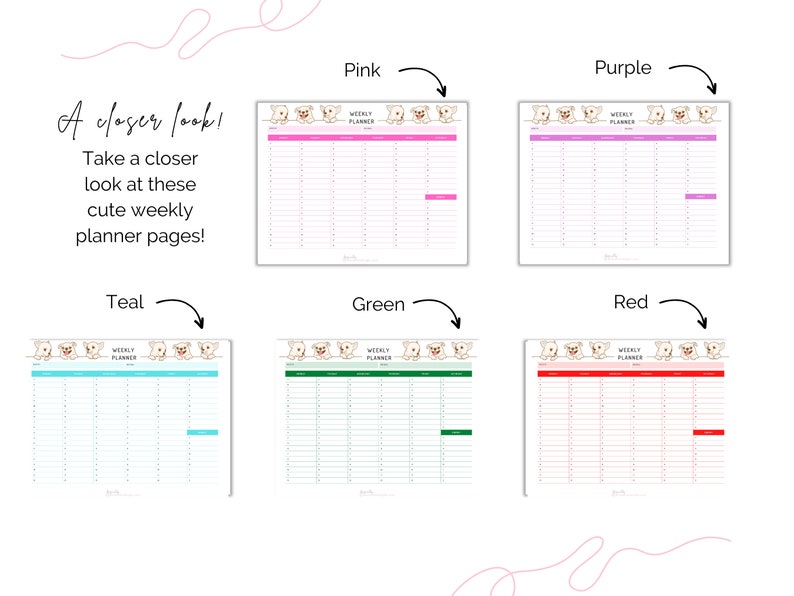 Cut Dog Weekly Planner | Office Planner | Weekly Agenda | Printable to ...