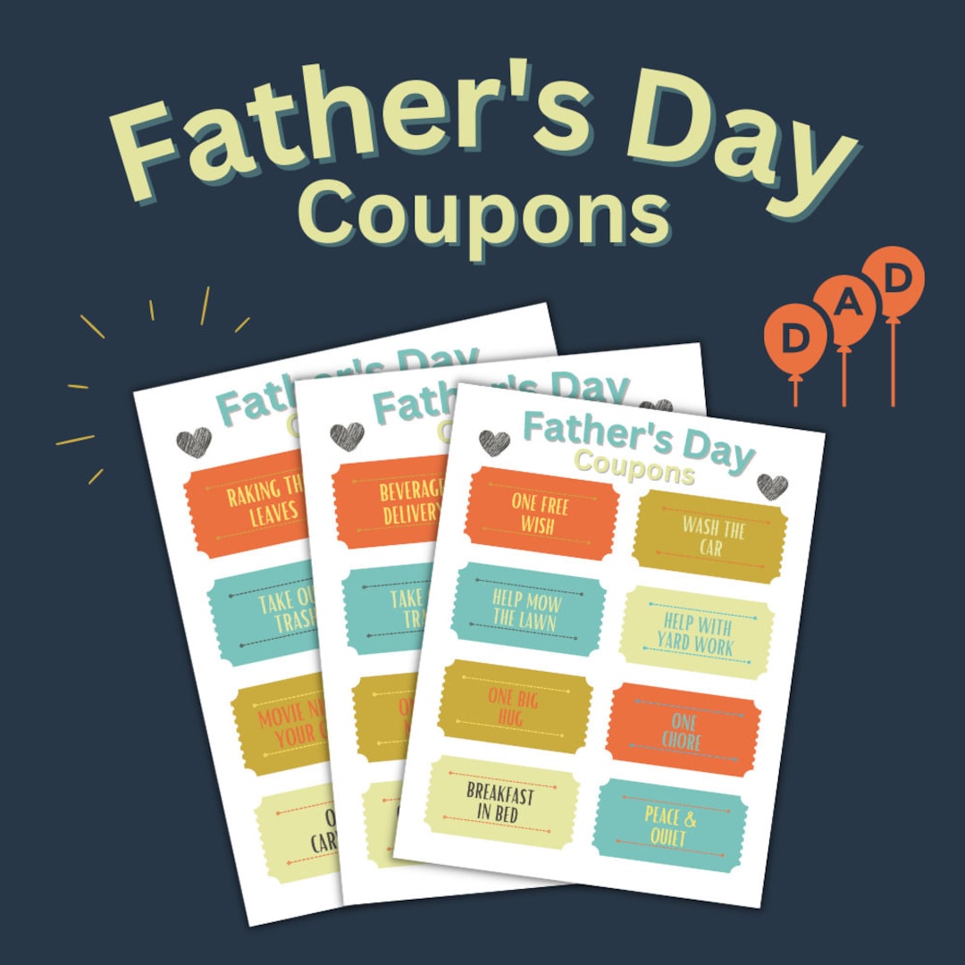 Father's Day Coupon Book | Printable Dad Coupons | Birthday Voucher ...