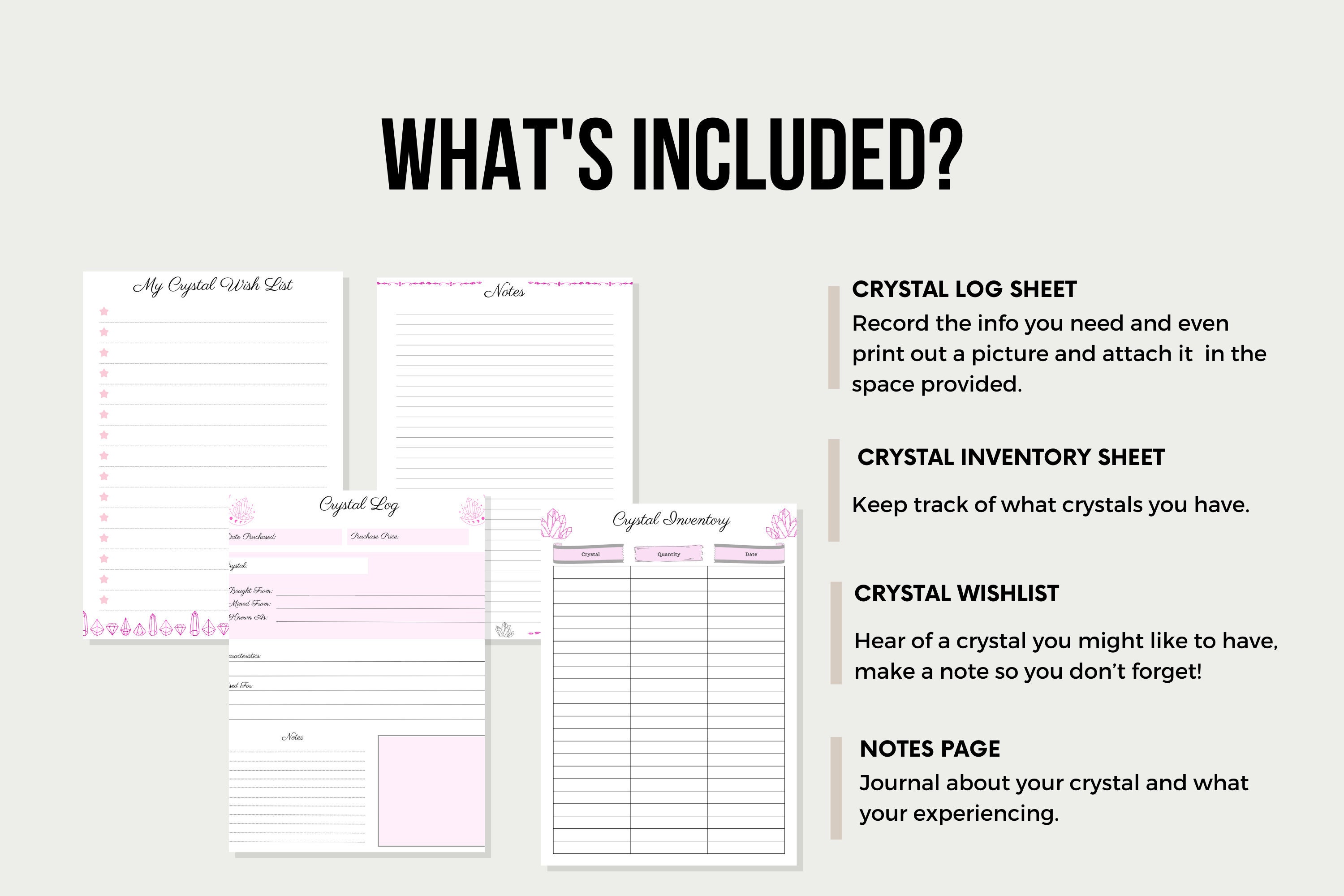 Crystal Inventory Worksheet, Inventory, Inventory Tracker, Crystal Wish ...
