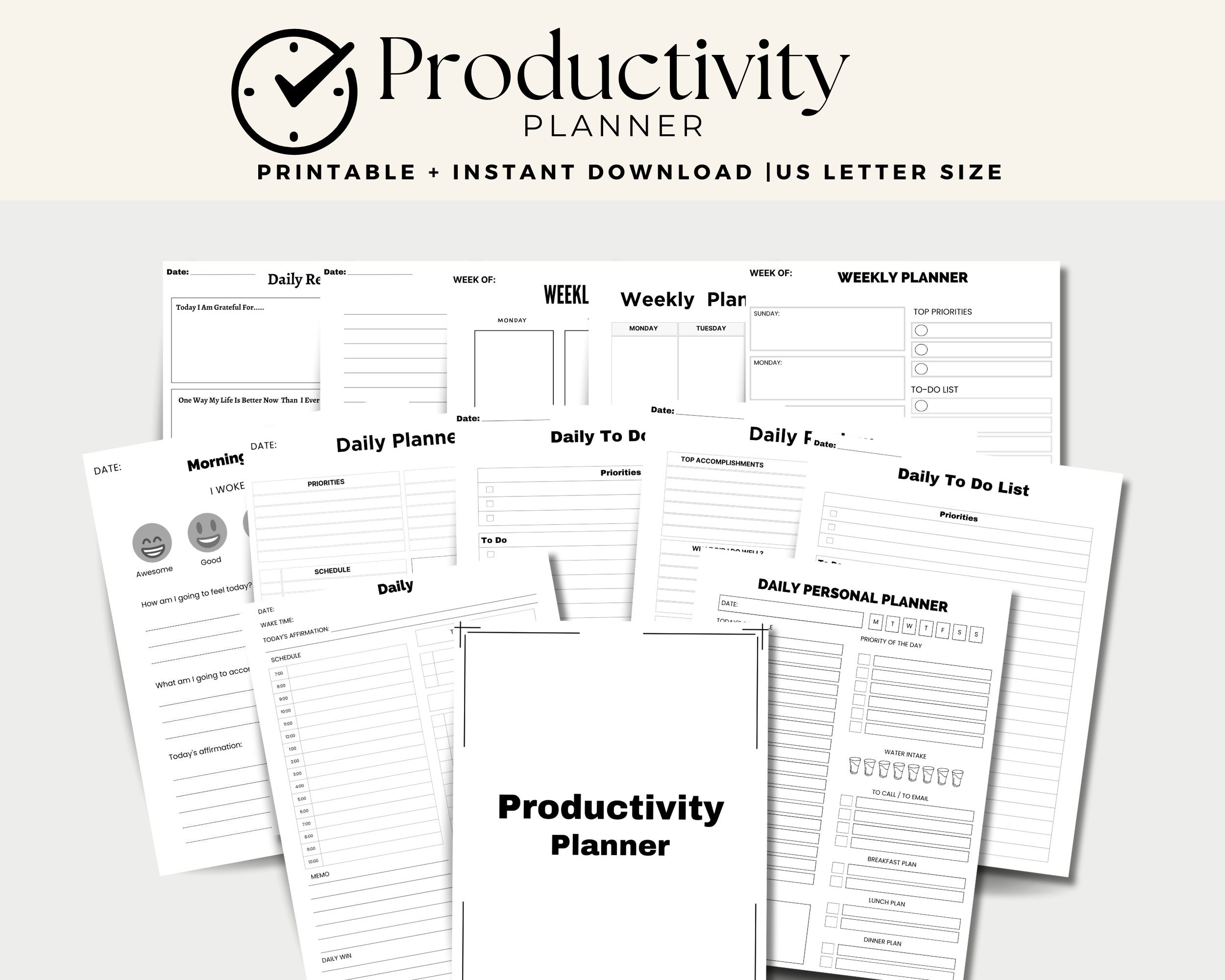 Productivity and Time Management Planner | Hourly Planner for Efficient ...