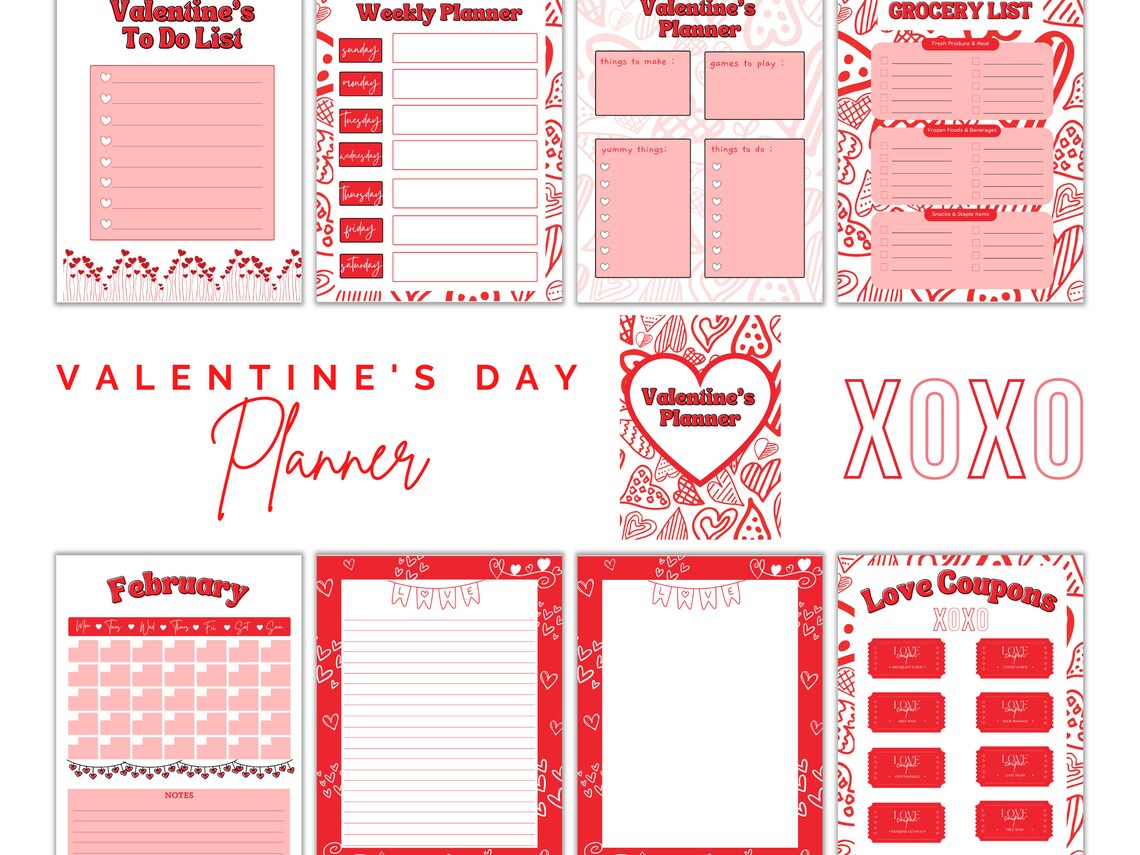 Printable Valentines Day Planner-instant Download-love Coupons-to Do ...