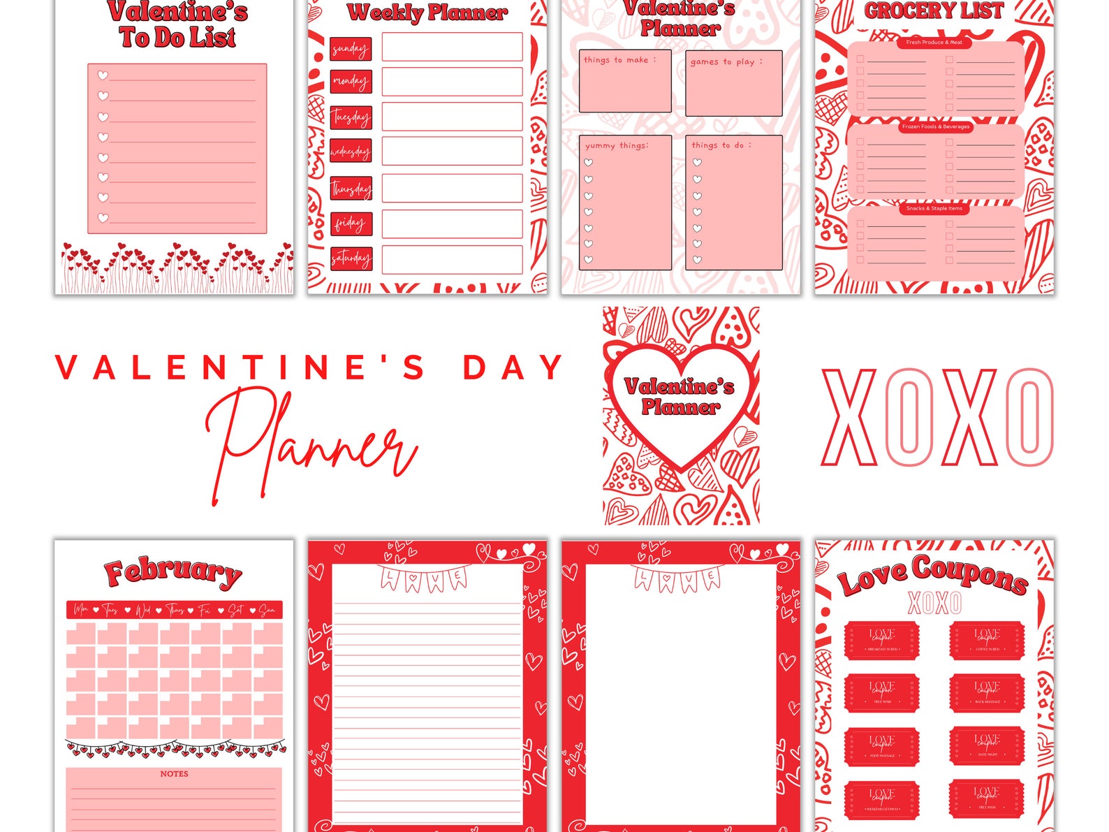 Printable Valentines Day Planner-instant Download-love Coupons-to Do ...