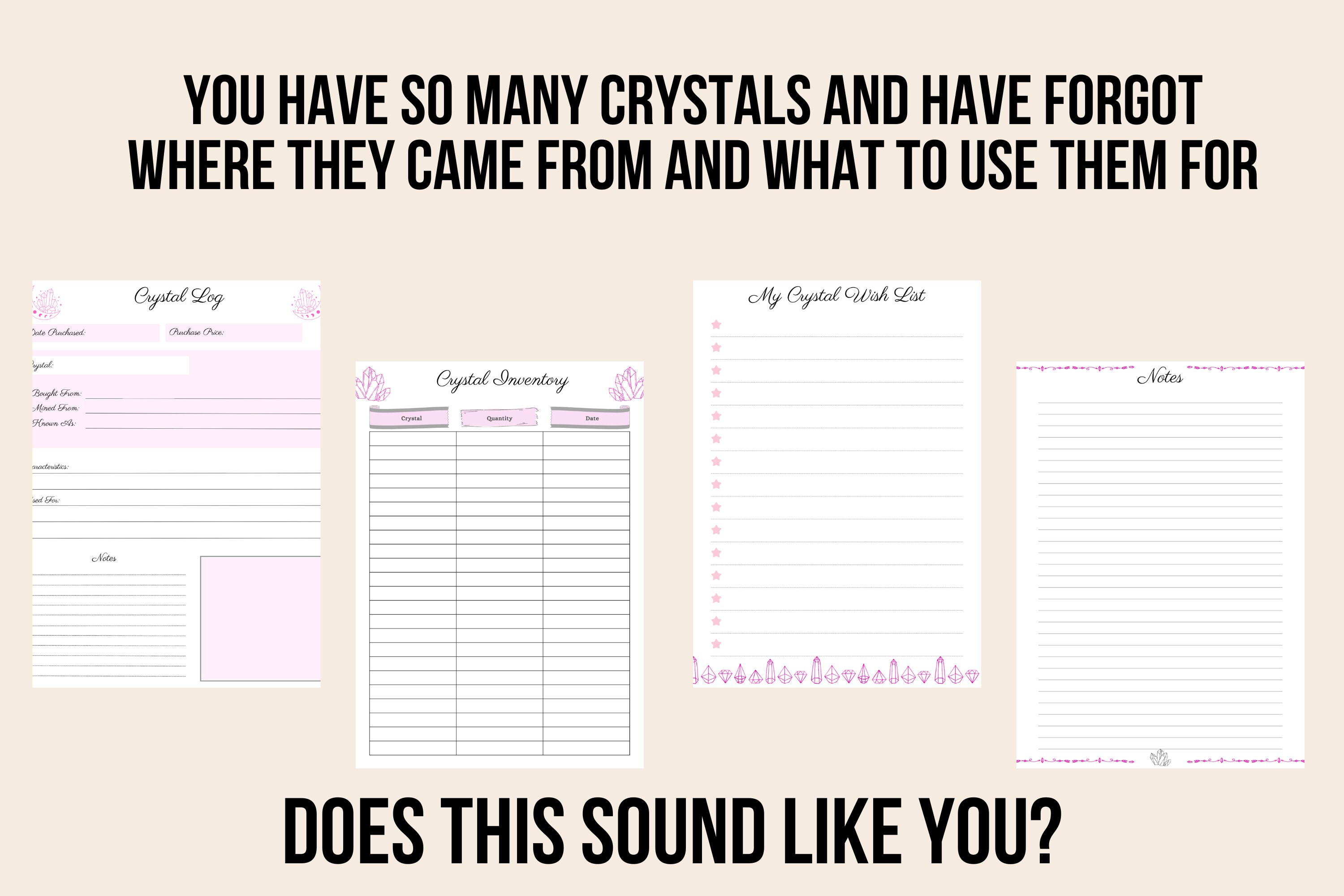 Crystal Inventory Worksheet, Inventory, Inventory Tracker, Crystal Wish List, Crystal Printable ...