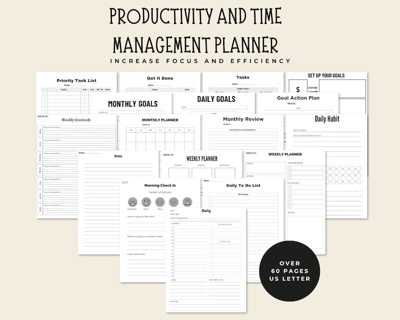 Productivity and Time Management Planner | Hourly Planner for Efficient ...