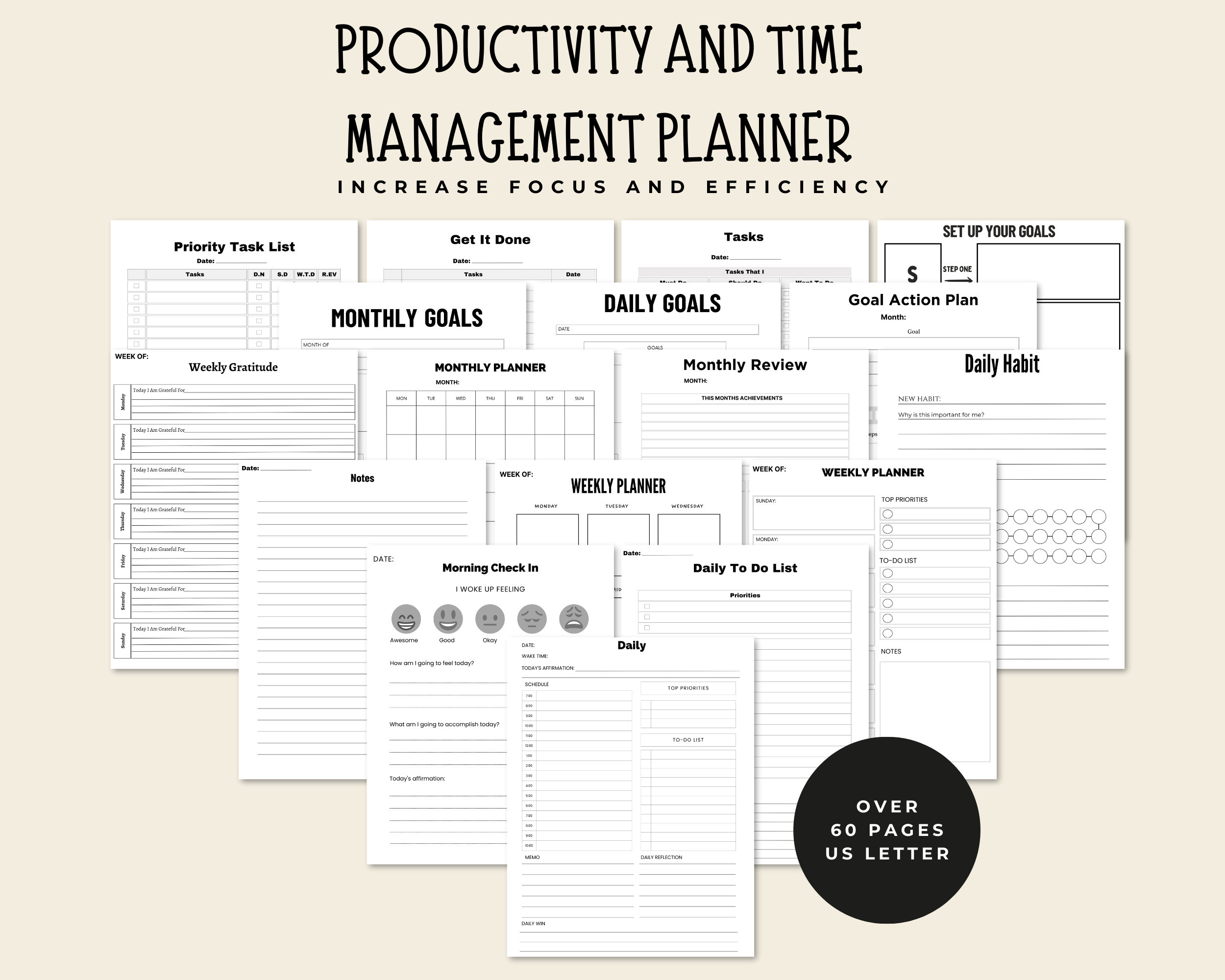 Productivity and Time Management Planner | Hourly Planner for Efficient ...