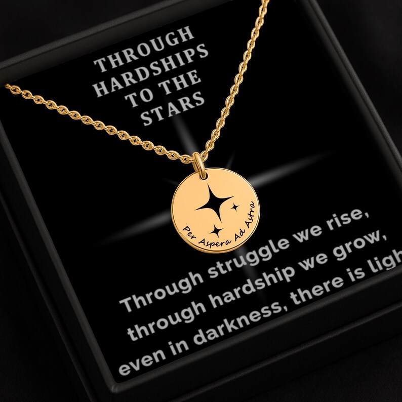 Per Aspera Ad Astra Necklace – Latin Motto Jewelry, Inspirational ...