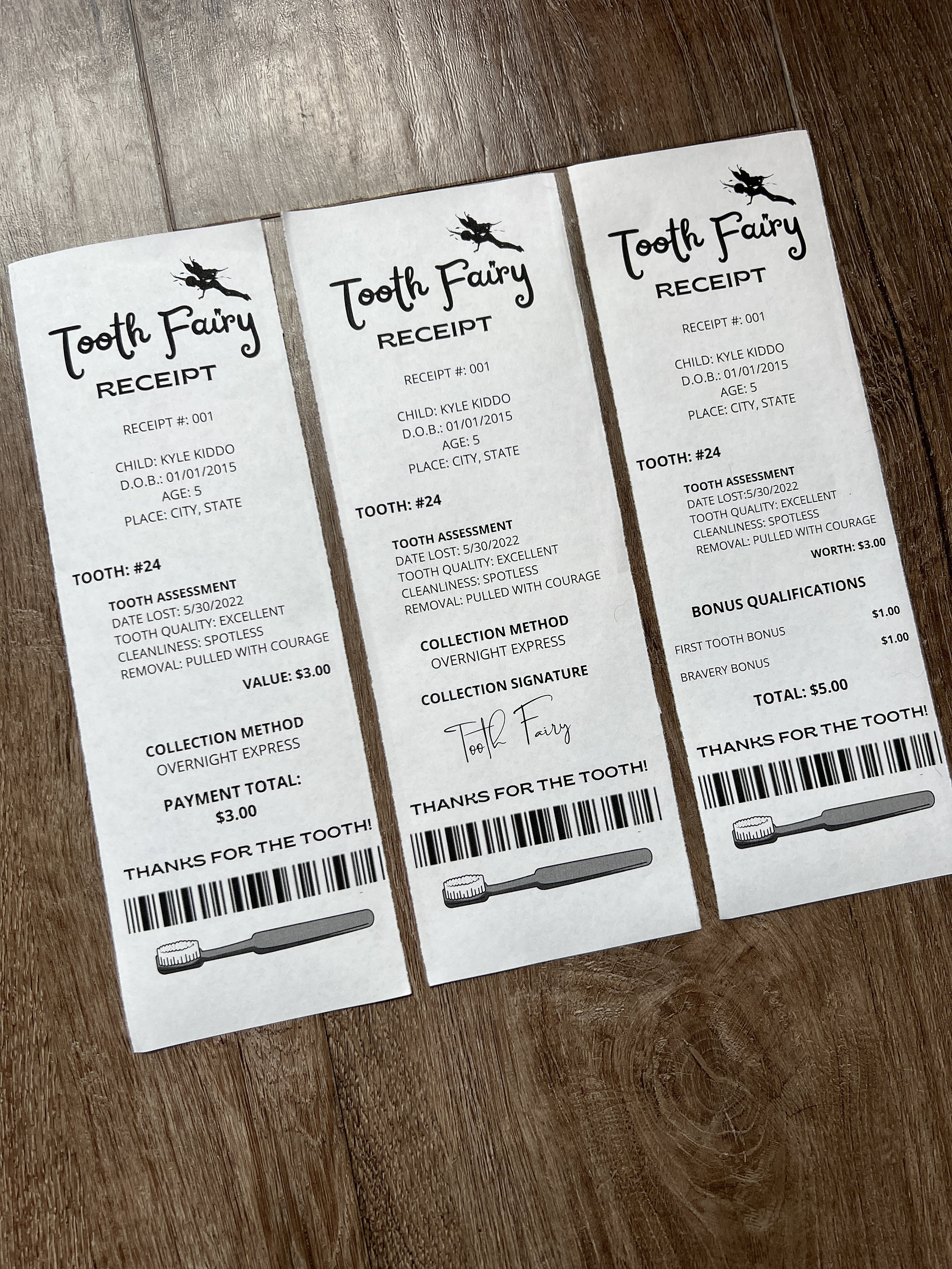INSTANT EDITABLE + PRINTABLE - Official Tooth Fairy Receipt With First ...