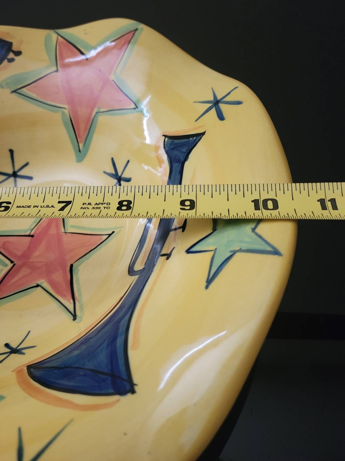 Gail Pittman Pottery Large Yellow Bowl Scallop Edge Rhythm & Blues ...