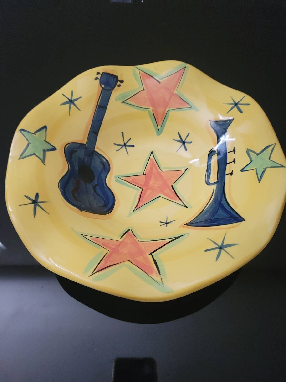 Gail Pittman Pottery Large Yellow Bowl Scallop Edge Rhythm & Blues ...
