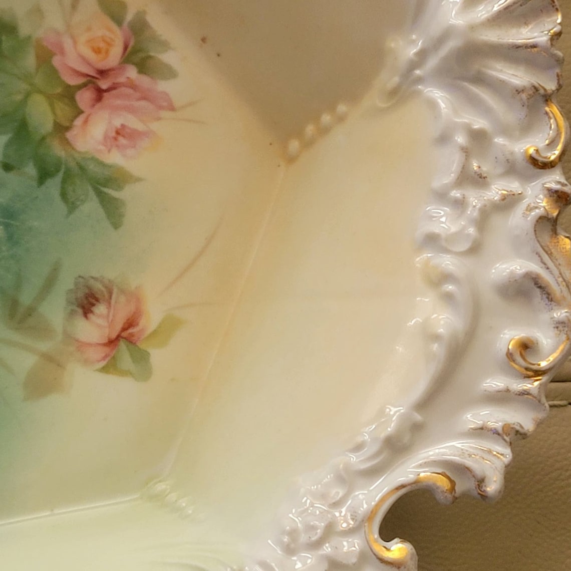 Vintage Antique RS Prussia Porcelain Lusterware Bowl Teal Pink Roses - Etsy