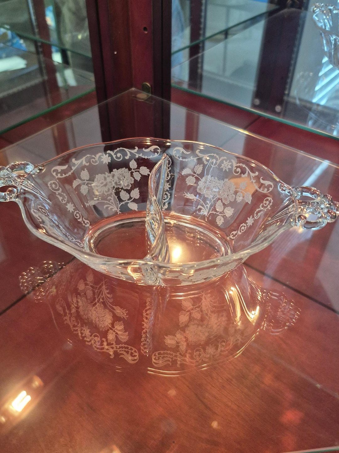 Fostoria Midnight Rose Divided Relish Dish Vintage 1930s Etched ...