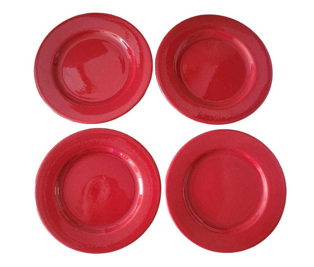 Vintage BIA Cordon Bleu Red Stoneware Dinner Plates - Made in Brazil ...