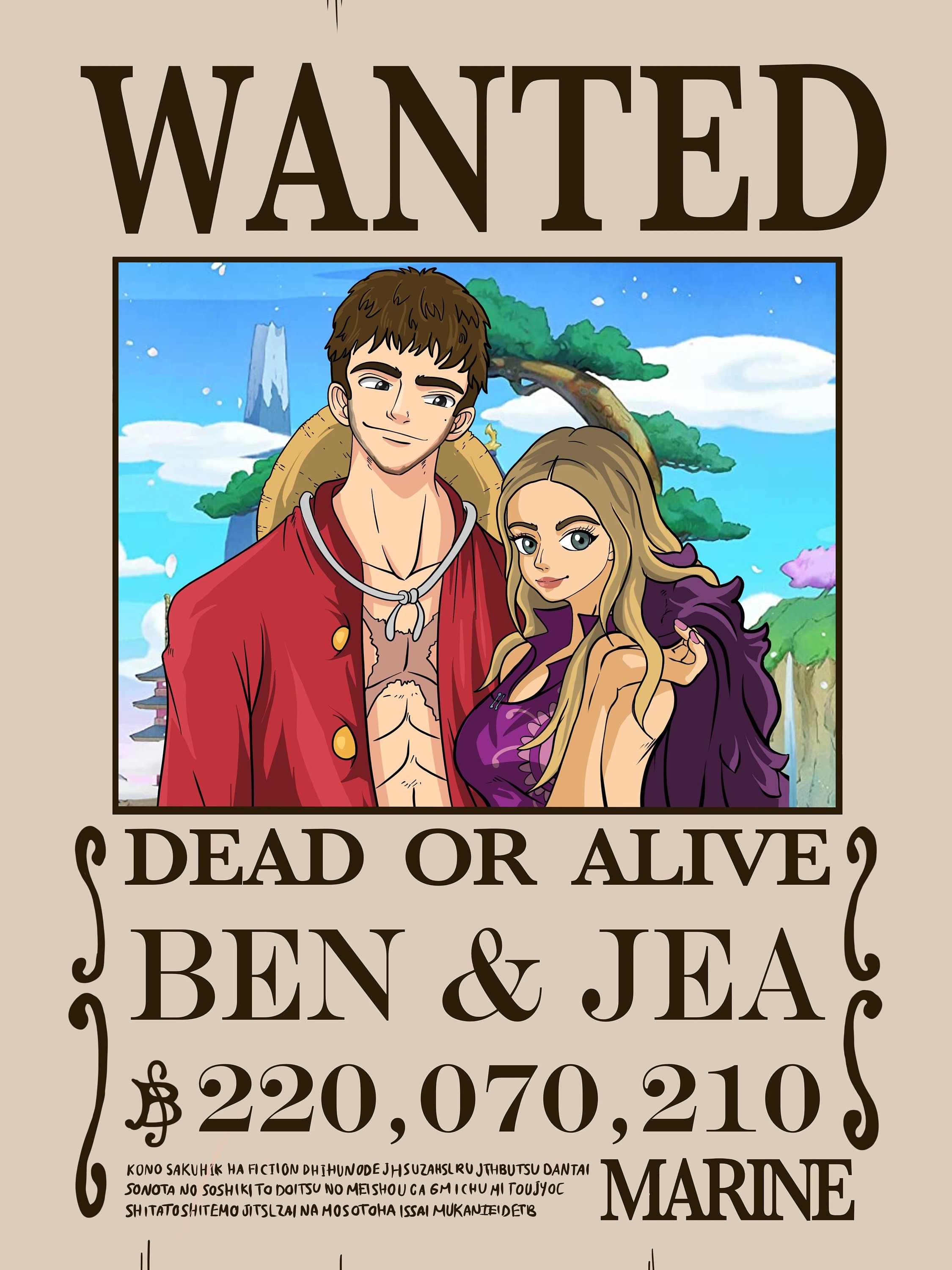 Custom Anime Wanted Poster, Personalized Couples Portrait (digital ...