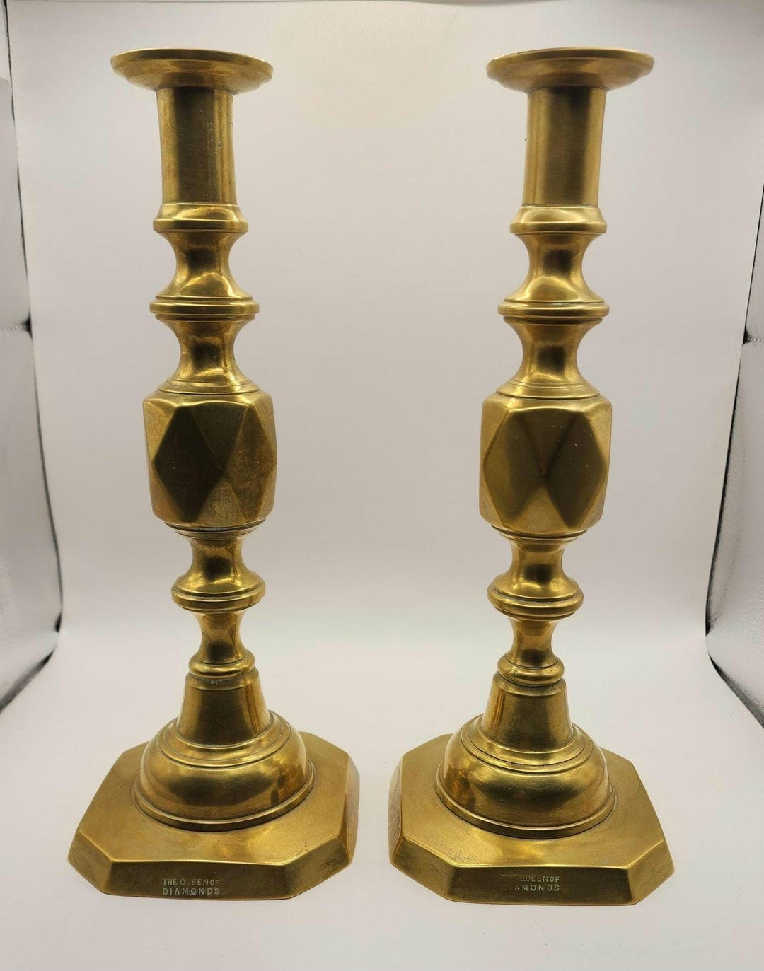 Queen of Diamonds Brass Candlesticks - Etsy