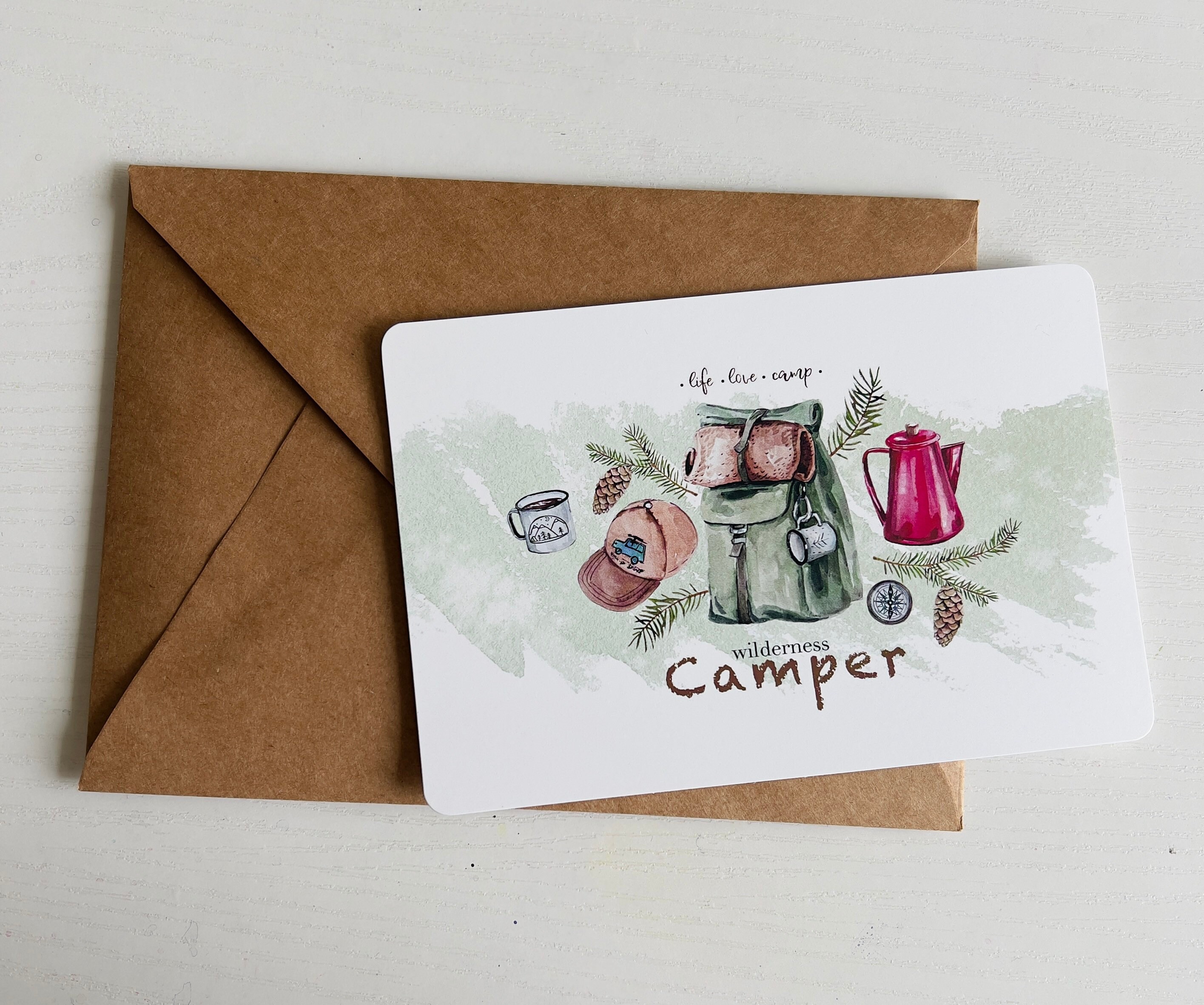 Camping Postcards, Good Vibes, Go to the Mountains, Forest , Watercolor ...