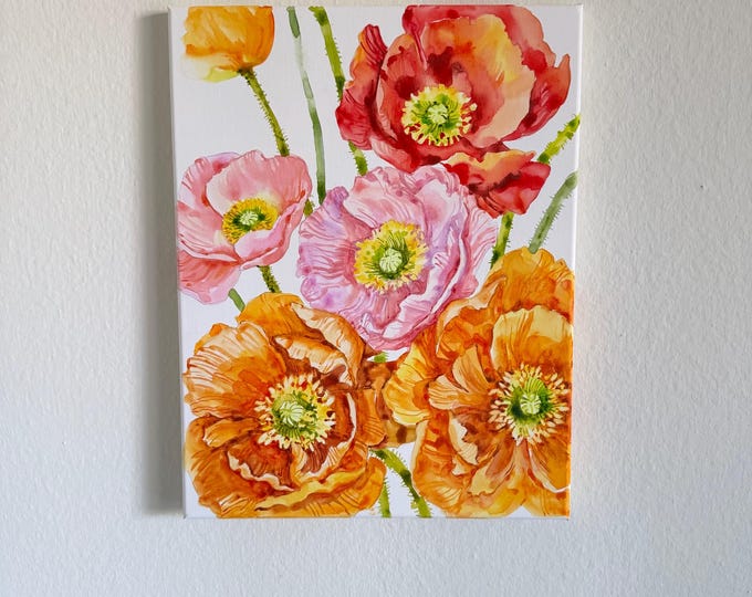Poppies . Hand Painted Original Watercolor Painting. Watercolor on ...