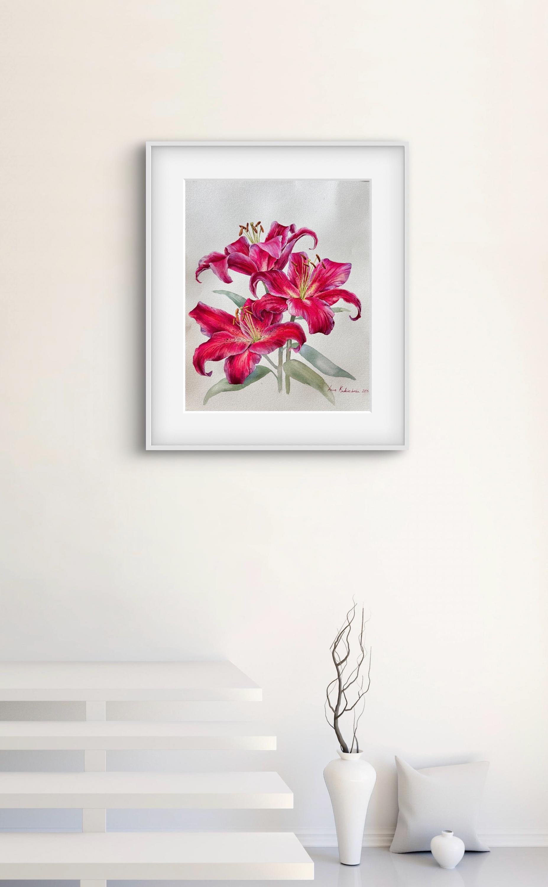 Original Hand-painted Lilies Watercolor Painting: Floral Wall Art - Etsy