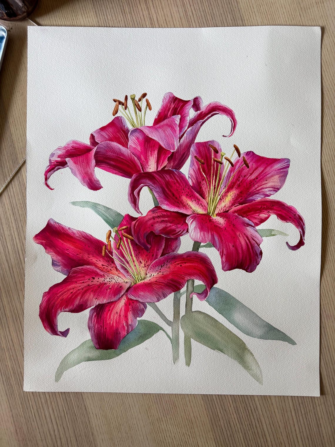 Original Hand-painted Lilies Watercolor Painting: Floral Wall Art - Etsy