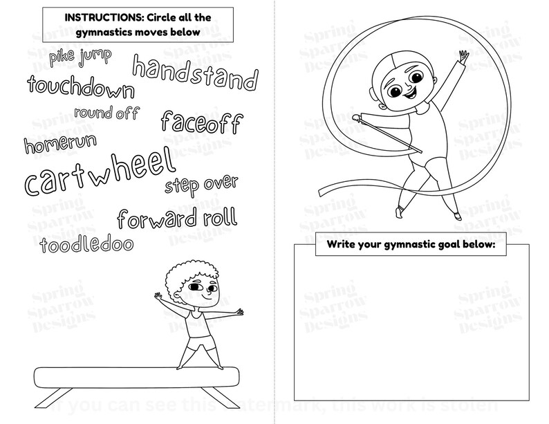 Gymnastics School Studio Colouring Activity Booklet for Small ...