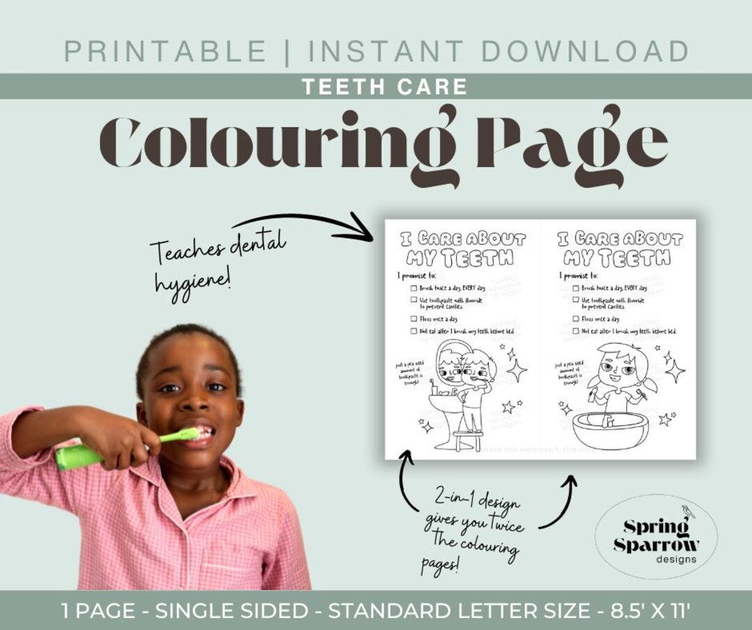Colouring Activity Page for Dentist Dental Hygienist Business Instant ...