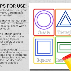 Printable Shape Play Dough Mats, Dry Erase Shape Recognition Practice ...