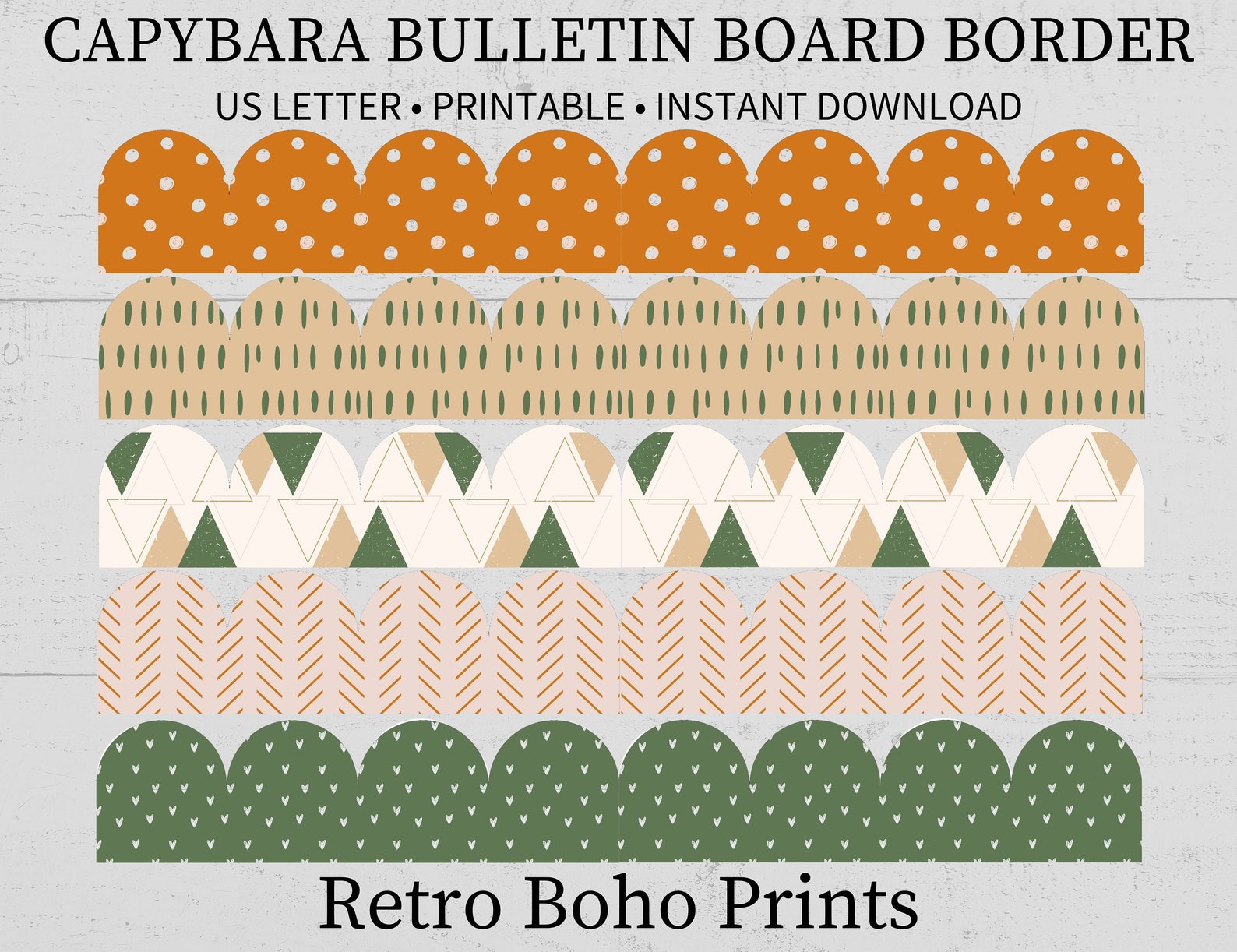 Capybara Classroom Bulletin Board Border Kit, Printable Boho Retro ...
