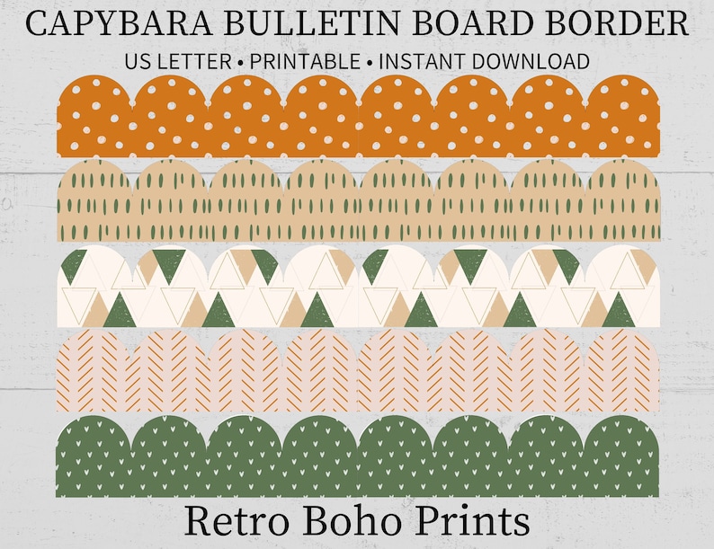 Capybara Classroom Bulletin Board Border Kit, Printable Boho Retro ...