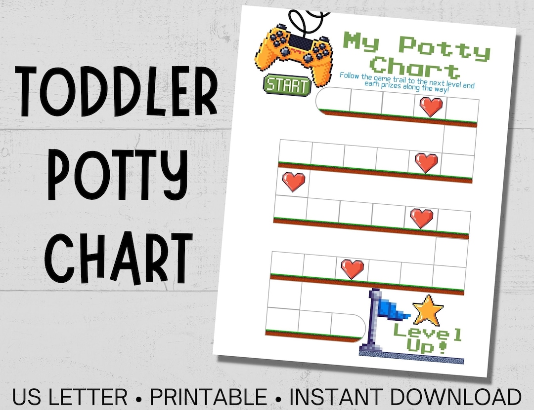 Gamer Potty Training Reward Chart for Toddler, Printable Toilet Routine ...