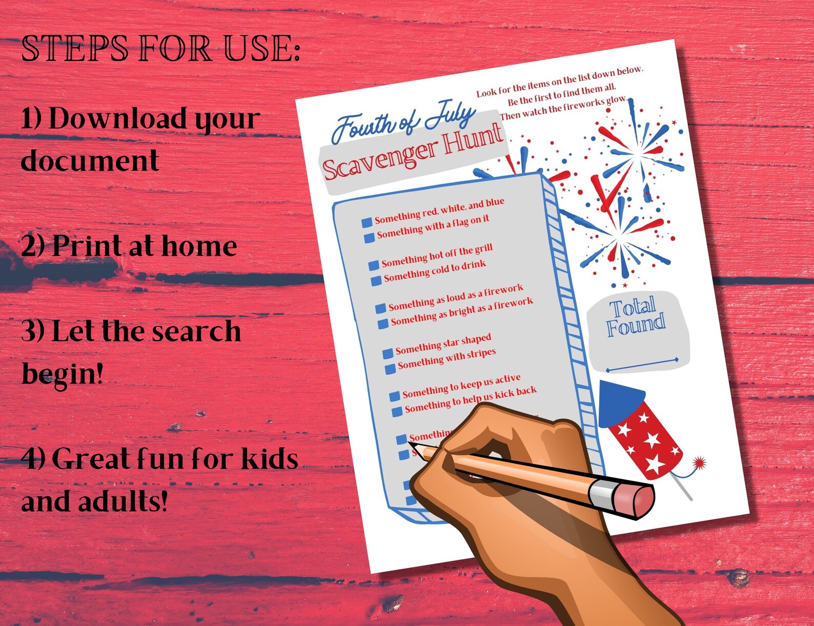 Printable Fourth of July Scavenger Hunt, Independence Day Treasure Hunt ...