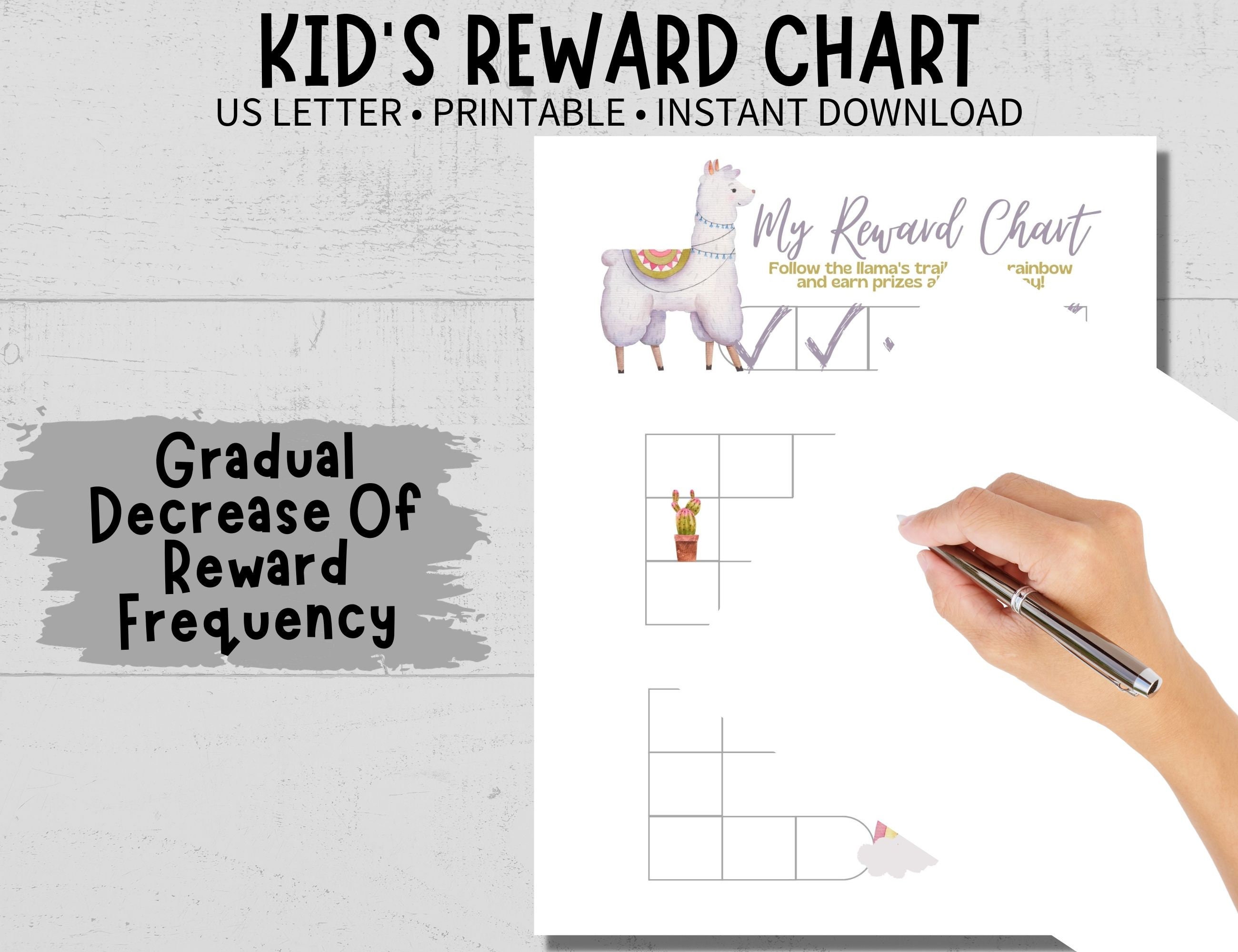 Printable Llama Reward Chart for Kids, Boho Responsibility and Routine ...