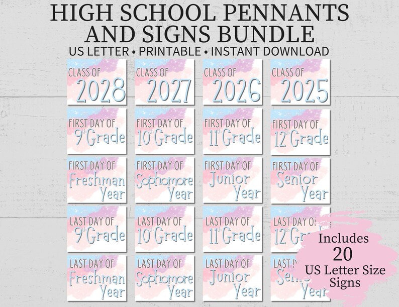 First Day and Last Day School Pennant Flags and Signs for High Schooler ...