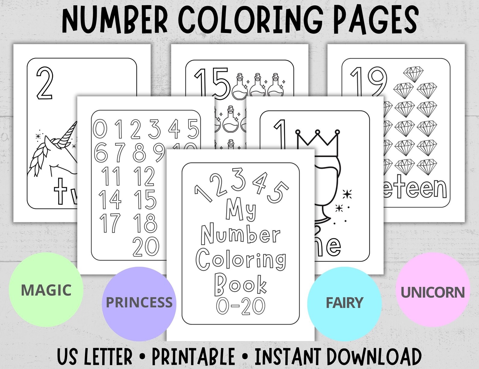 Printable Number Coloring Pages, Preschool & Kindergarten 1-20 Tracing ...
