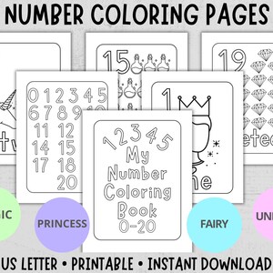 Printable Number Coloring Pages, Preschool & Kindergarten 1-20 Tracing ...