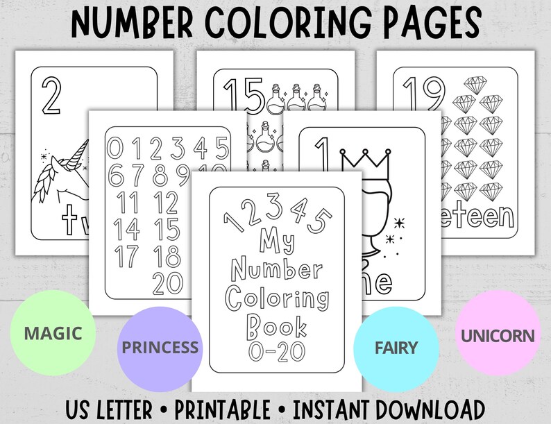 Printable Number Coloring Pages, Preschool & Kindergarten 1-20 Tracing ...