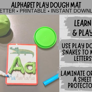 Printable Animal Alphabet Play Dough Mats, Dry Erase Letter Practice ...