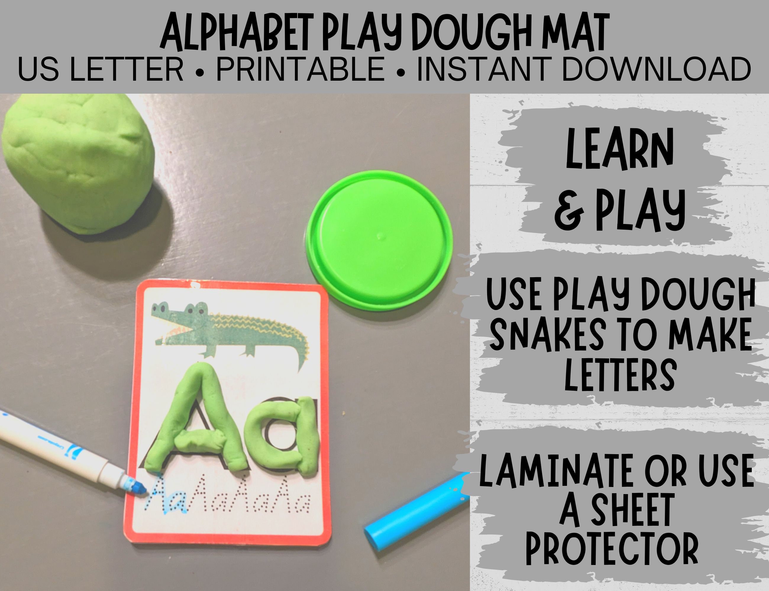 Printable Animal Alphabet Play Dough Mats Dry Erase Letter - Etsy