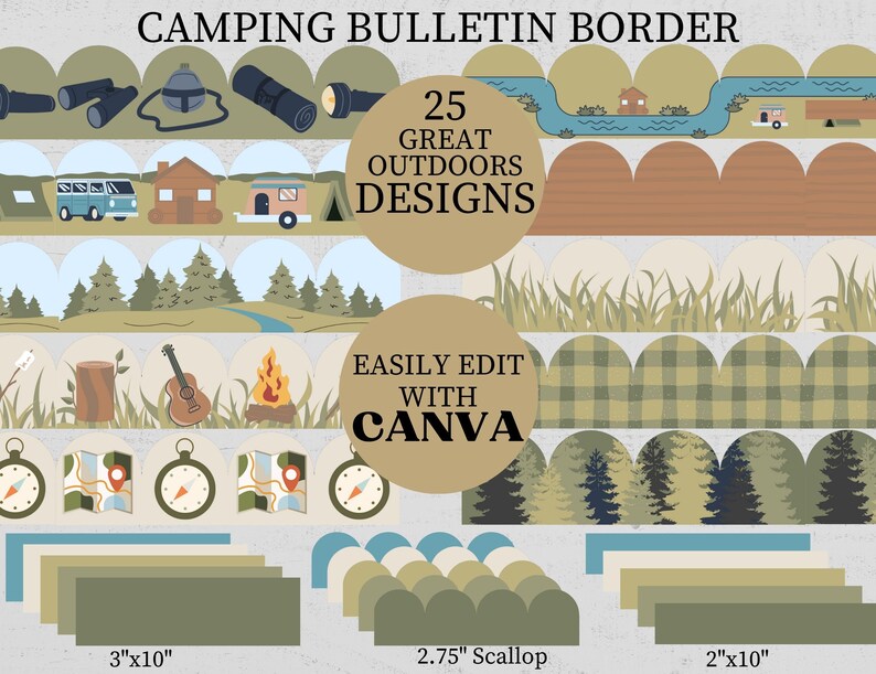 Classroom Bulletin Board Border Kit, Printable Boho Camping Classroom ...